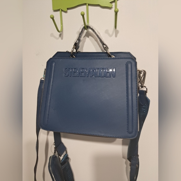 Steve Madden | Bags | Steve Madden Blue Satchel With Top Handle And ...